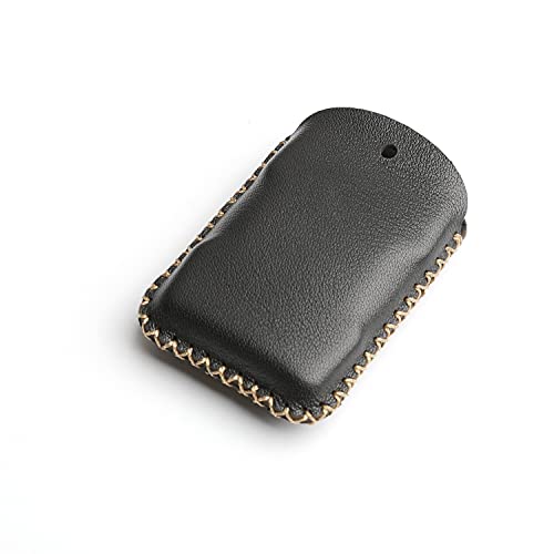 WFMJ Leather for GMC Sierra Yukon Chevrolet Silverado Colorado Cadillac Remote Smart 4 Buttons Key Case Cover Fob Chain (Black)