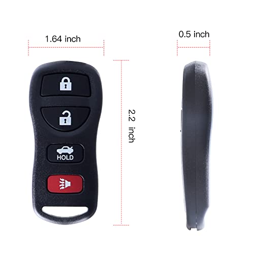 Keyless Entry Remote Key Fob Replacement for Nissan Murano Altima Armada Sentra 350Z / Infiniti I35 G35 KBRASTU15, CWTWB1U758, CWTWB1U821 4Btn (Pack of 2)