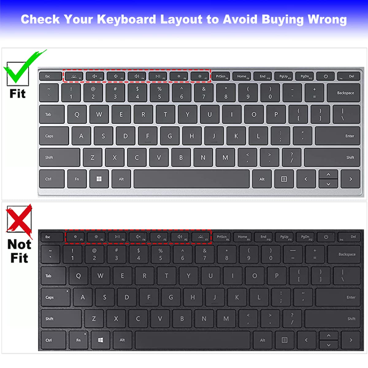 Keyboard Cover for Microsoft Surface Laptop 6/ Surface Laptop 5/Surface Laptop 4 13.5" 15" Laptop, Surface Laptop Studio 2 (2023), Surface Laptop Studio 14.4" Keyboard Protective Cover Skin-Black