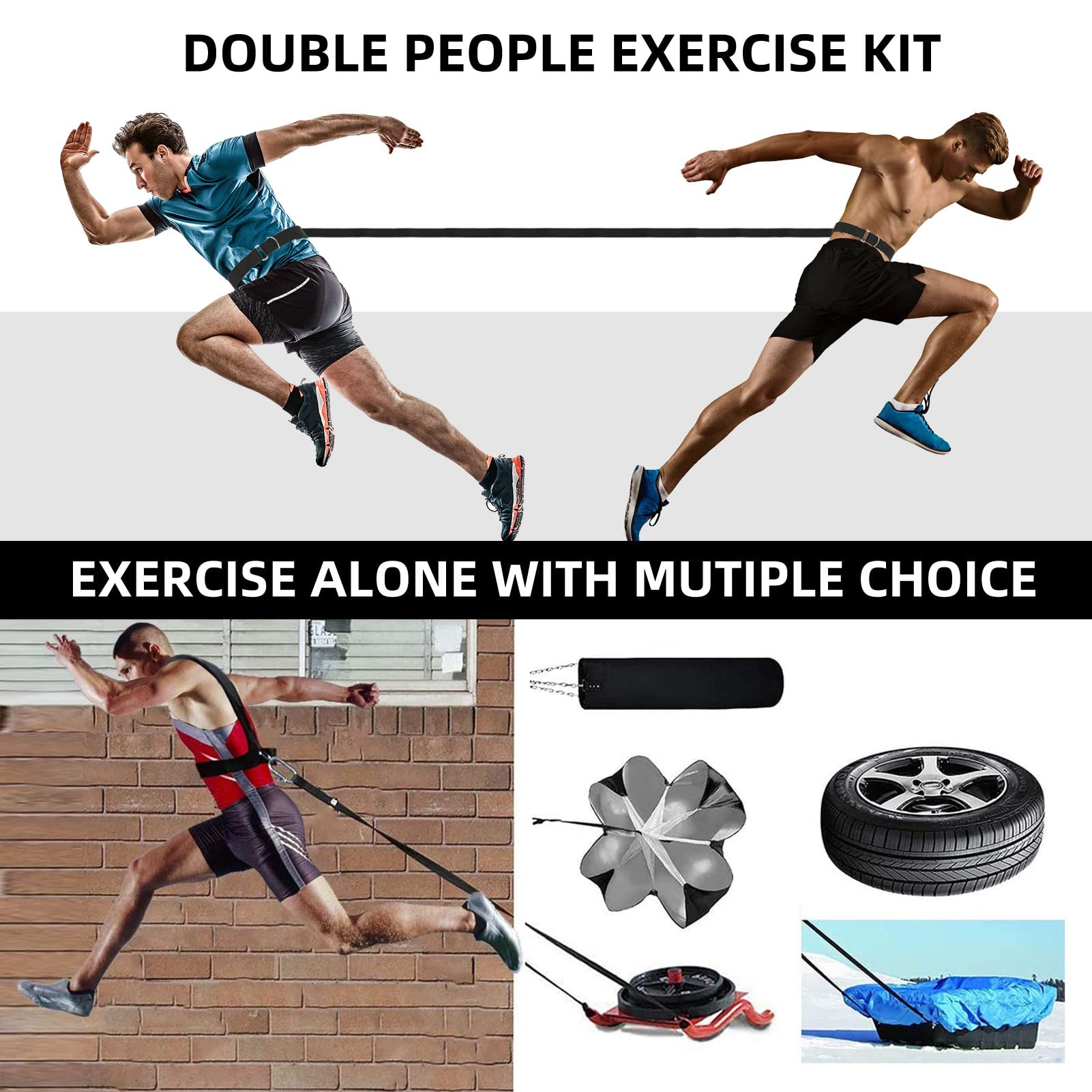 OYINDIZ Weight Sled Harness Kits, 5 PCS Pulling Strap for Running, Speed Power Agility Training Full Body Workout Football Exercise Equipment for Outdoor Men and Women 6.6FT