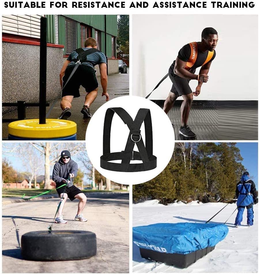 OYINDIZ Weight Sled Harness Kits, 5 PCS Pulling Strap for Running, Speed Power Agility Training Full Body Workout Football Exercise Equipment for Outdoor Men and Women 6.6FT