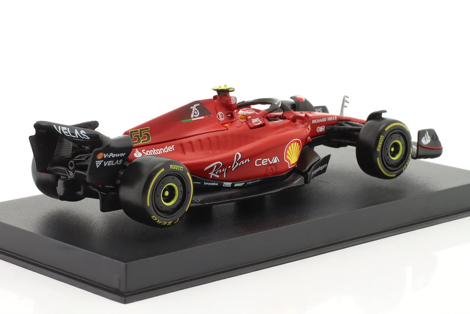 Bburago - 1/43 Scale Model Compatible with Ferrari Replica Miniature Compatible with Scuderia F1-75 # 55 Compatible with Carlos Sainz Replica Model 2022 Racing