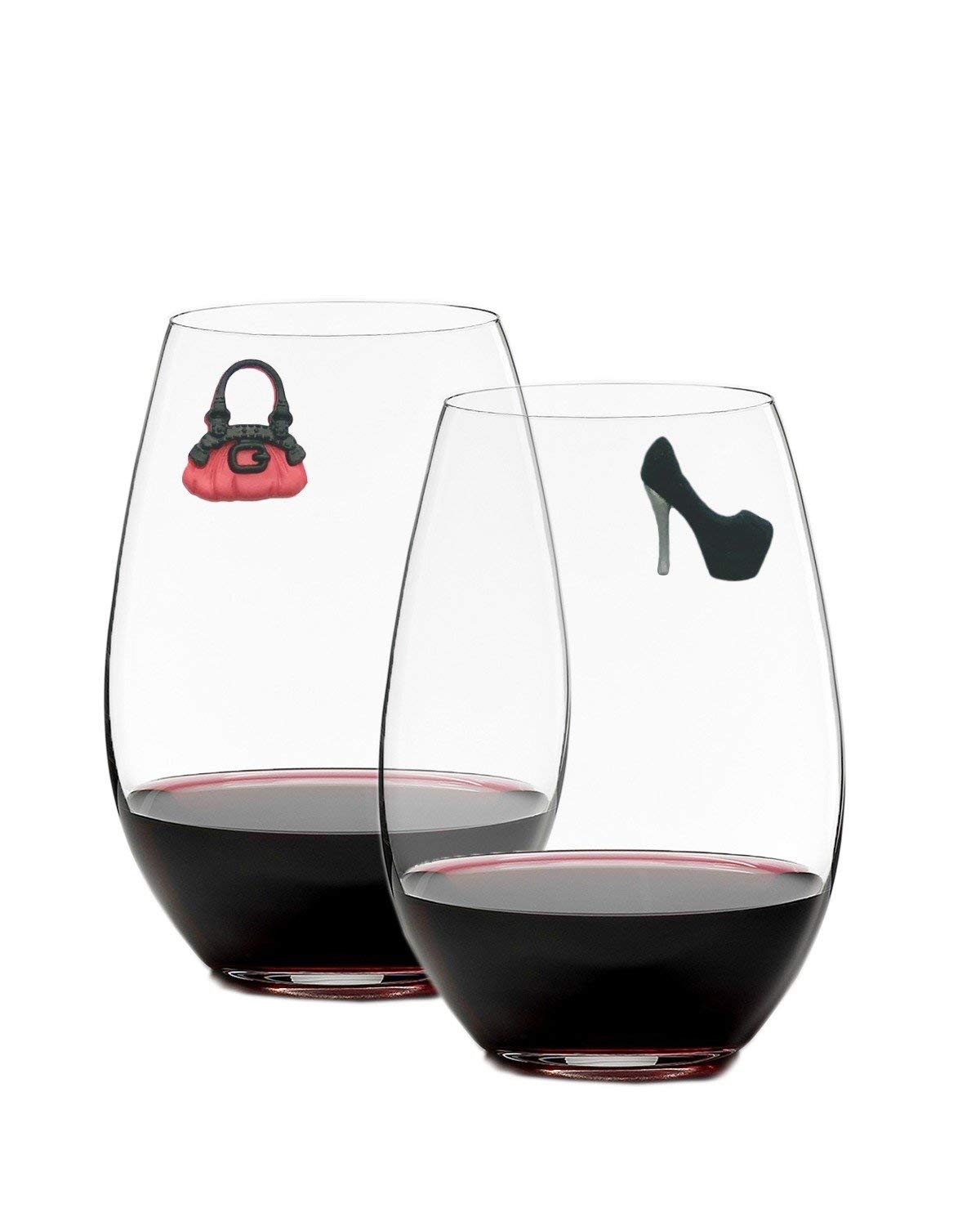 His and Hers Magnetic Wine Charms & Stemless Glass Markers - Set of 12 - Fun Birthday, Hostess or Housewarming Gift by Simply Charmed