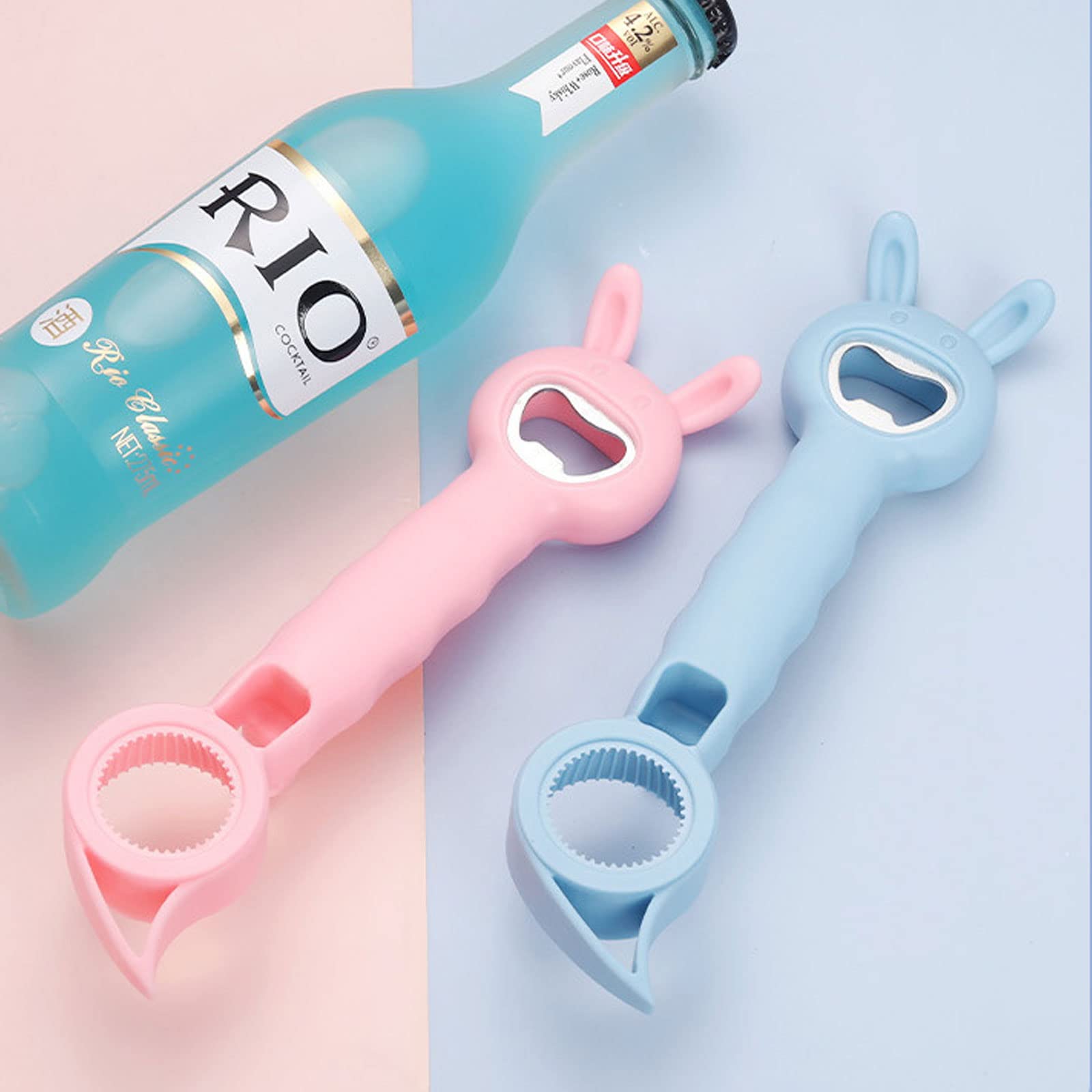 4 in 1 Bottle Opener, 4pcs Multifunction Jar Can Beer Bottle Opener, Kitchen Gadget Cap Opening with 4pcs Cartoon hook