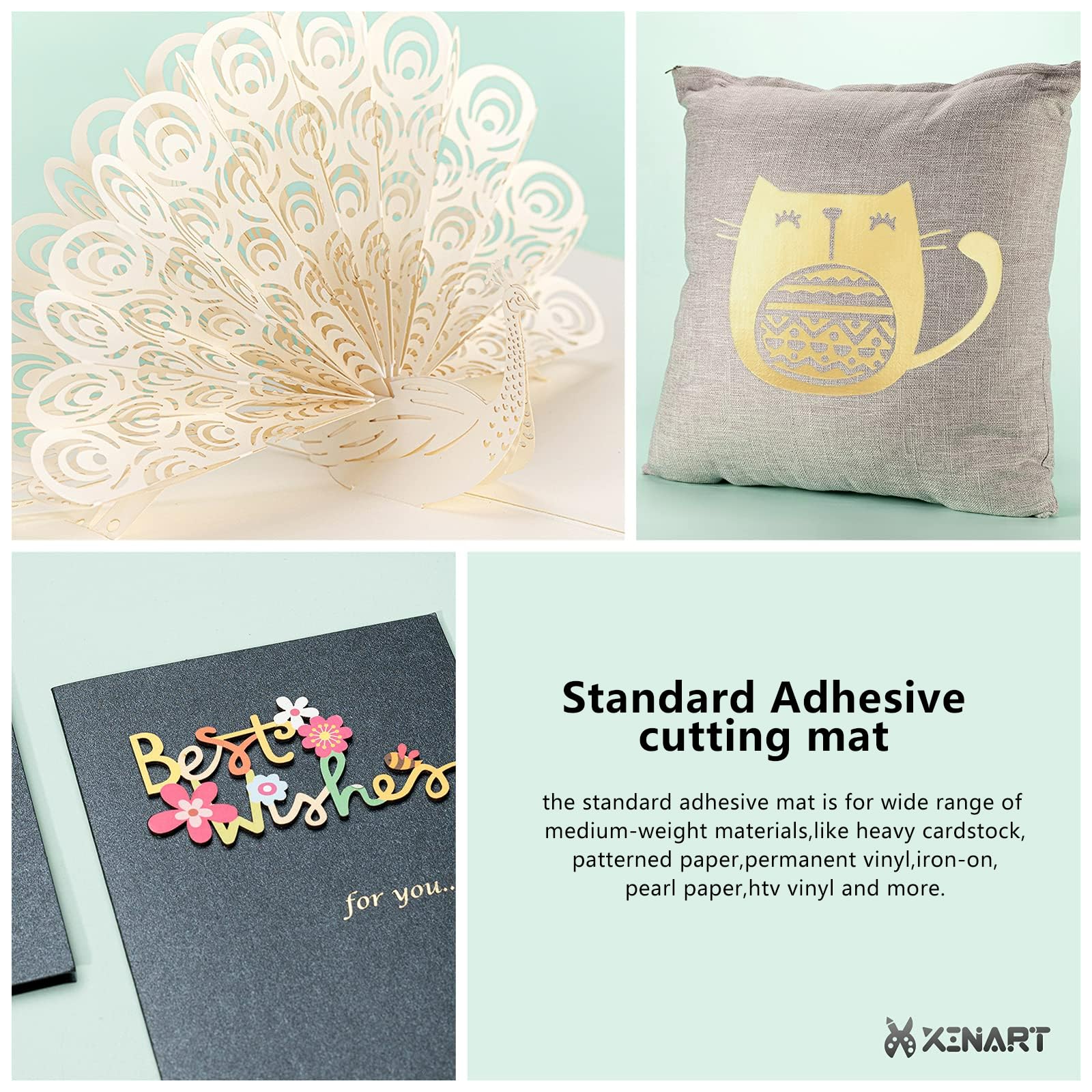 XINART StandardGrip Cutting Mat for Silhouette Cameo 4/3/2/1(3 Mats,12x12 inch) Standard Grip Adhesive Sticky Accessories Craft Vinyl Replacement Cut Mats for Silhouette Cameo