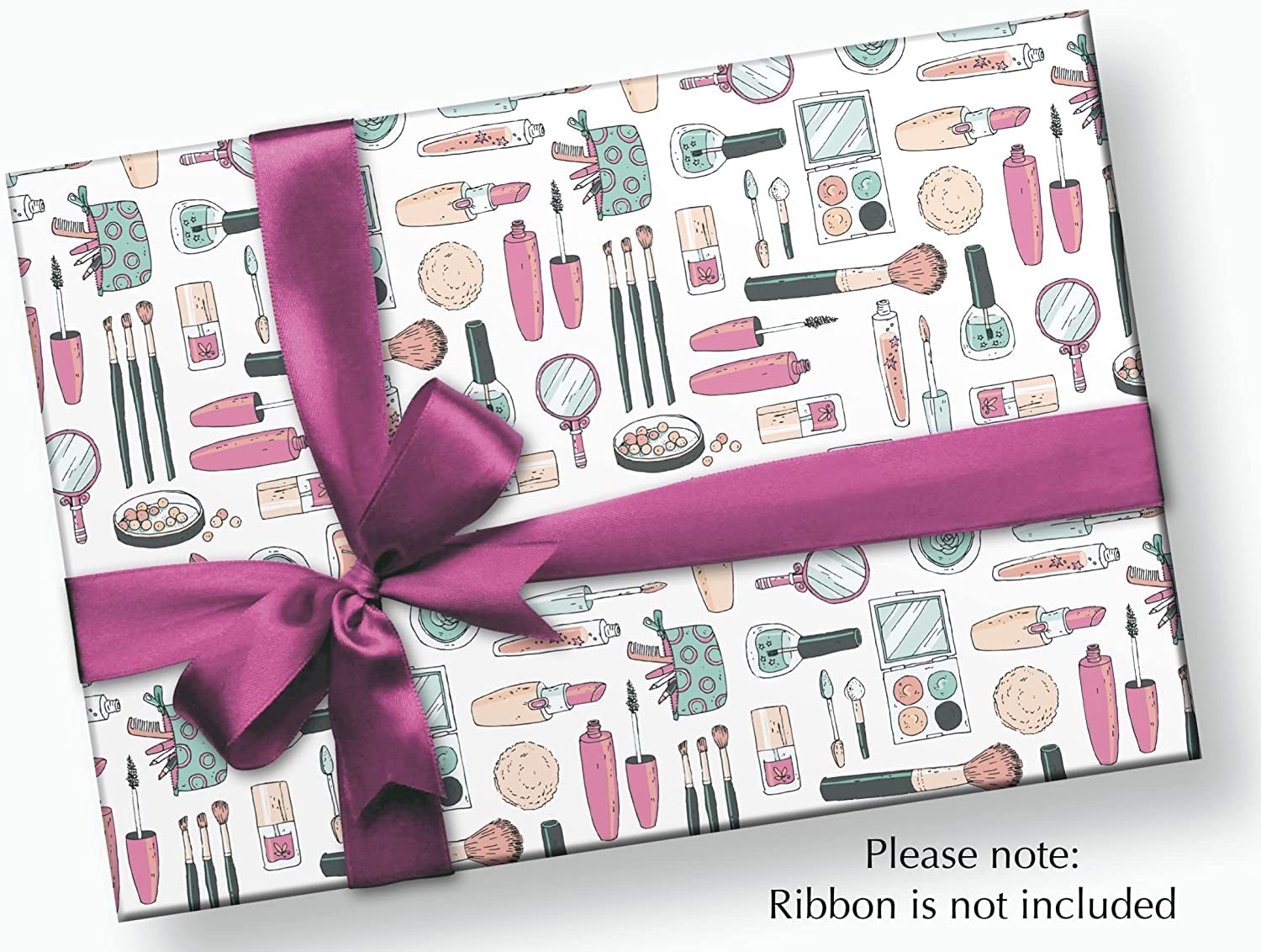 Makeup Wrapping Paper Spa Party Gift Wrap - Folded 30 x 20 Inch (3 Sheets)