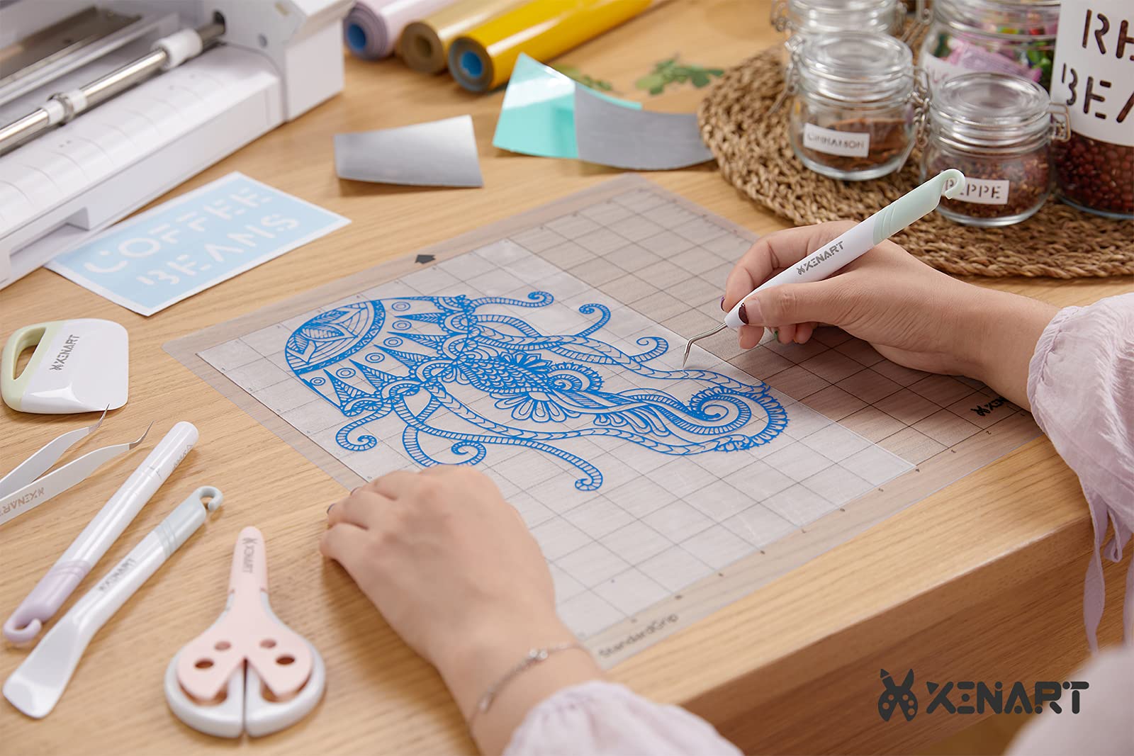 XINART StandardGrip Cutting Mat for Silhouette Cameo 4/3/2/1(3 Mats,12x12 inch) Standard Grip Adhesive Sticky Accessories Craft Vinyl Replacement Cut Mats for Silhouette Cameo