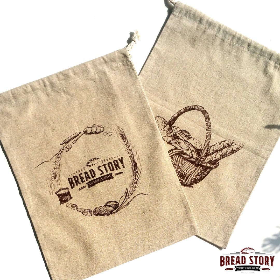 Natural Linen Bread Bags - 2-Pack Large 11 x15 in (30 cm x 40 cm) Ideal for Homemade Bread, Reusable Food Storage, Housewarming, Wedding Gift, Storage for Artisan Bread - Bakery & Baguette Bag