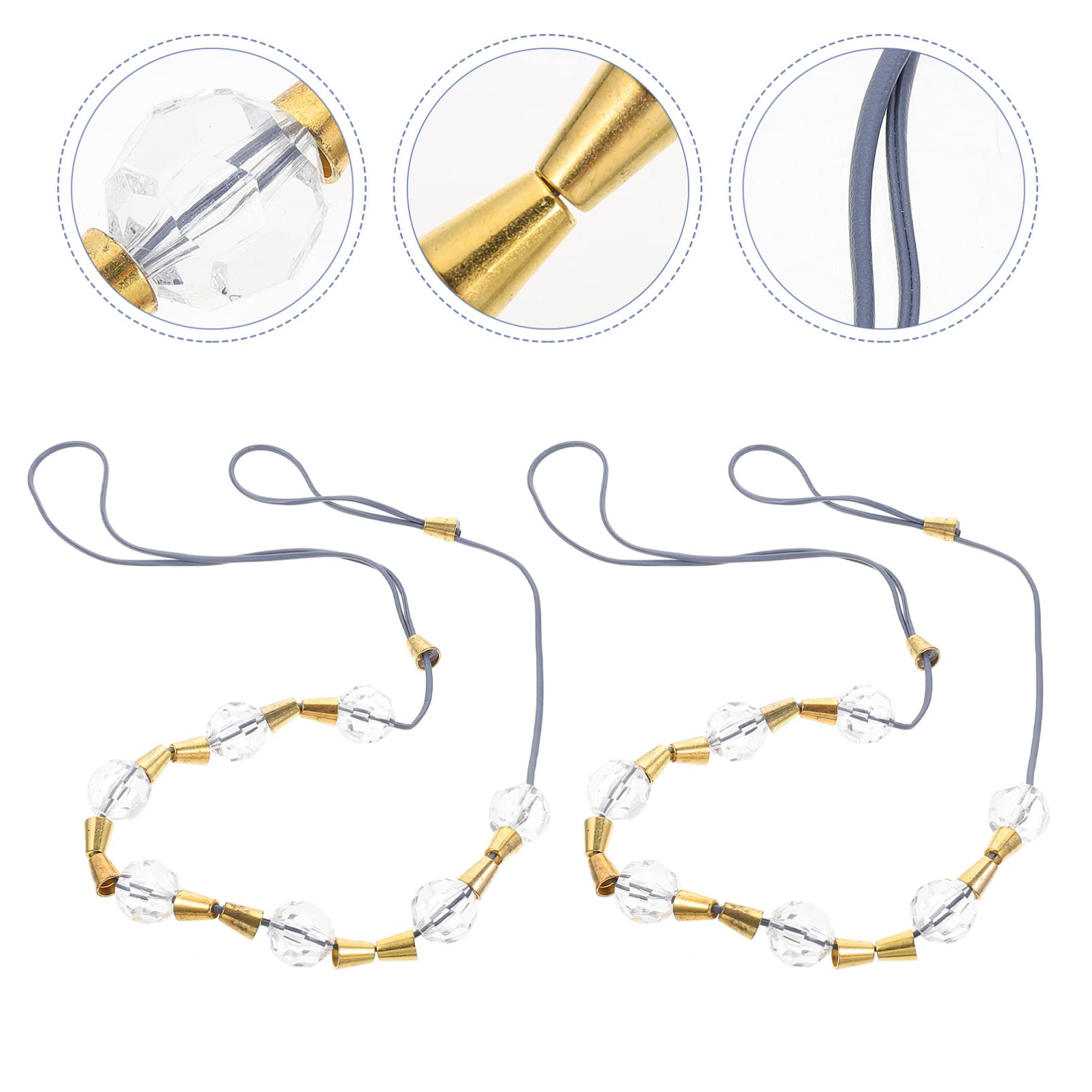 2pcs Crystal Curtain Rope Tie Rope Curtain Tieback Drapery Holdback Rope Curtain Holdback Home Curtain Fixing Strap Curtain Binding Strap Crystal Curtain Holder Retro Curtain Rope