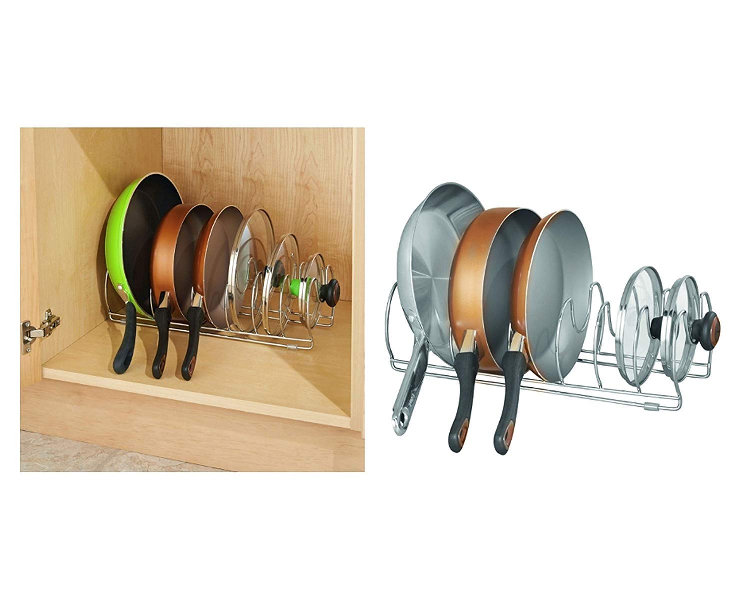 InterDesign Classico Kitchen Cabinet Storage Organizer for Skillets; Pans - 17"; Chrome