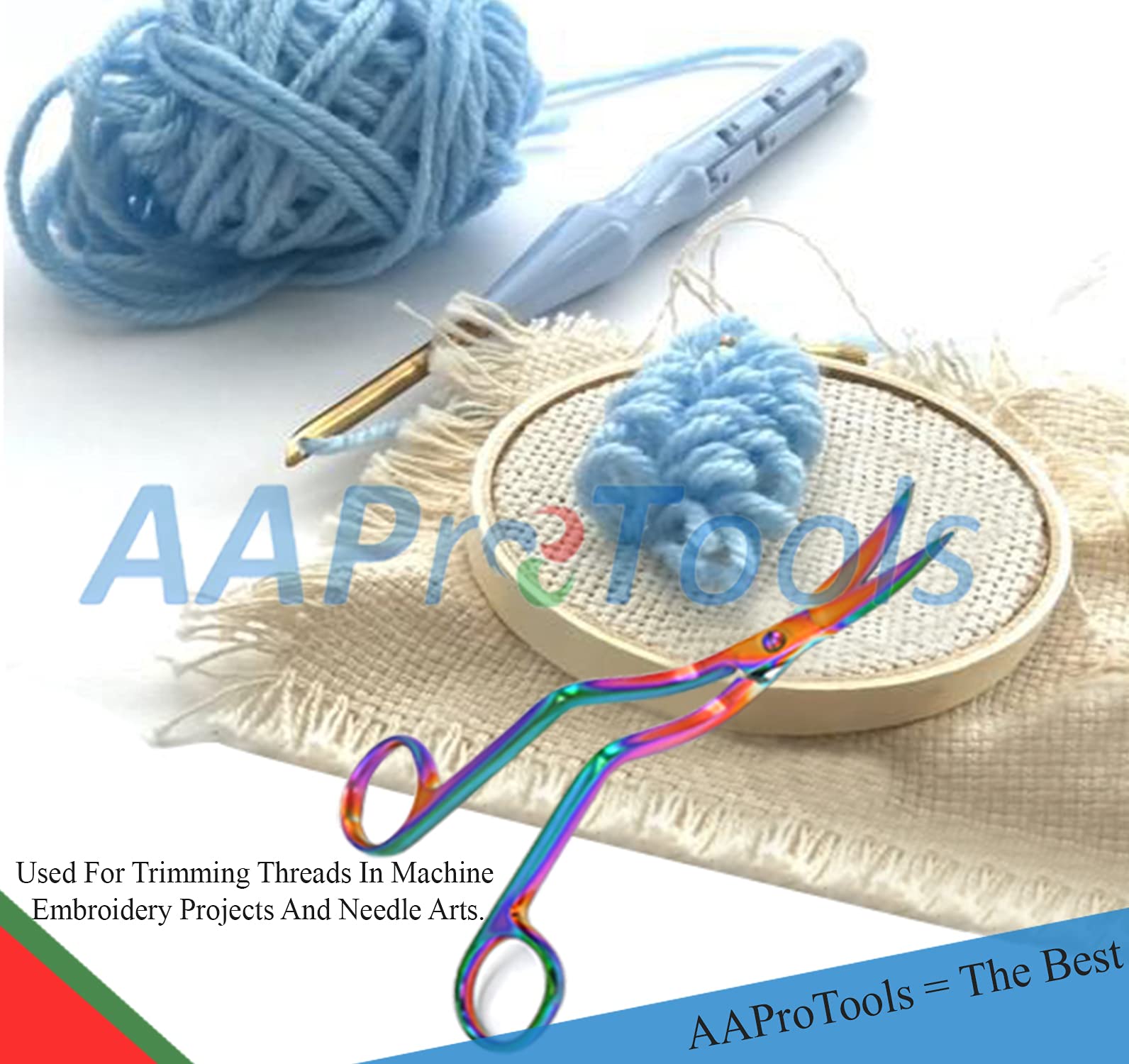 AAProTools Rainbow Color Machine Embroidery Scissors 6" Large Double Curved Scissors - Stainless Steel Embroidery Supplies