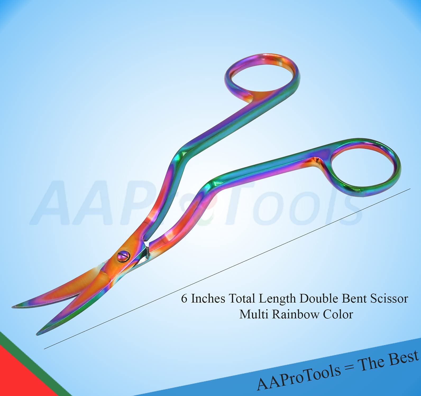 AAProTools Rainbow Color Machine Embroidery Scissors 6" Large Double Curved Scissors - Stainless Steel Embroidery Supplies