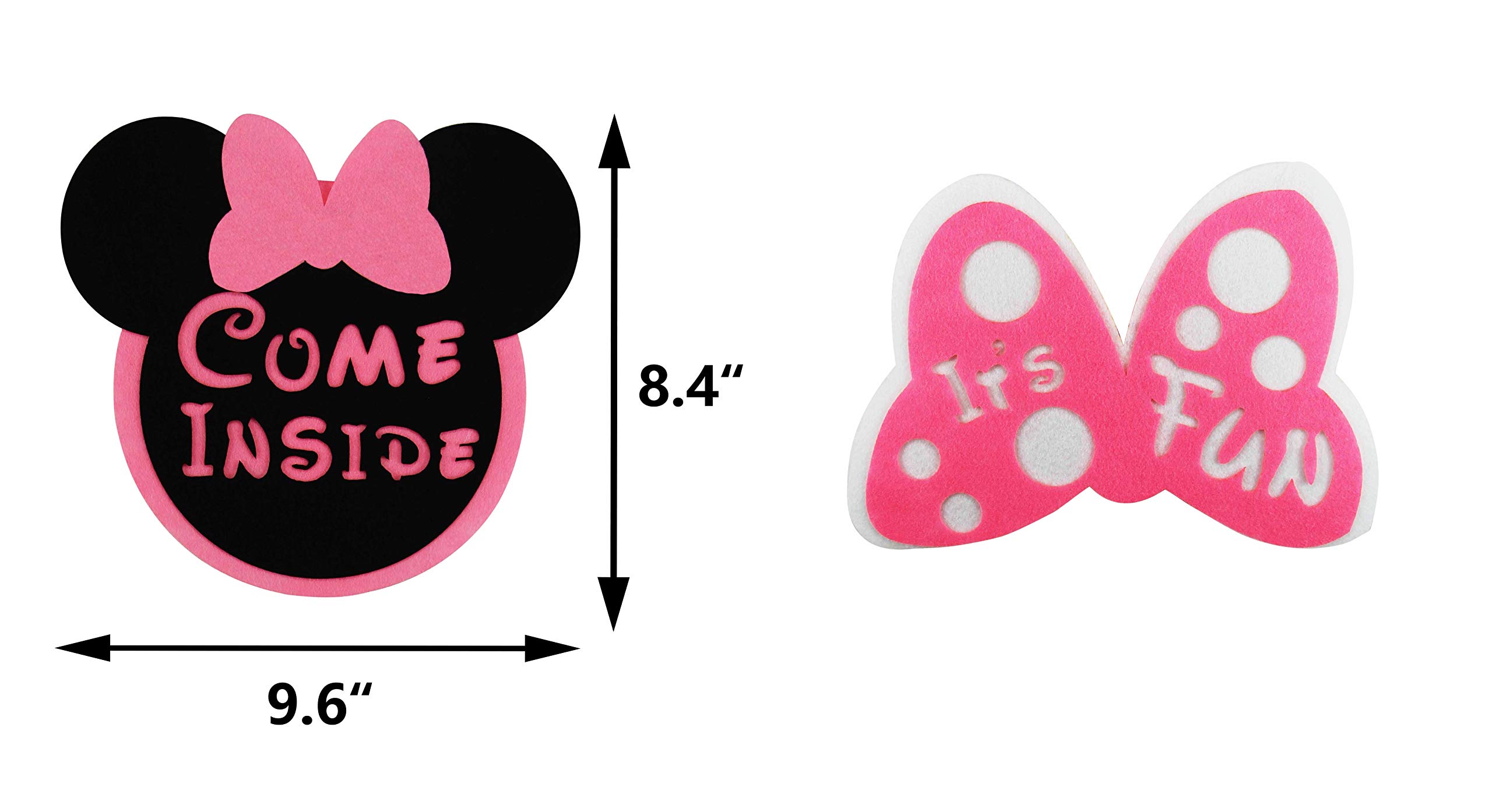 RORARO Minnie Mouse Theme Door Sign Come Inside Its Fun Inside Welcome Hanger For Girls Minnie Birthday Party Decorations Supplies Polka Dot Bowknot OH TWO DLES
