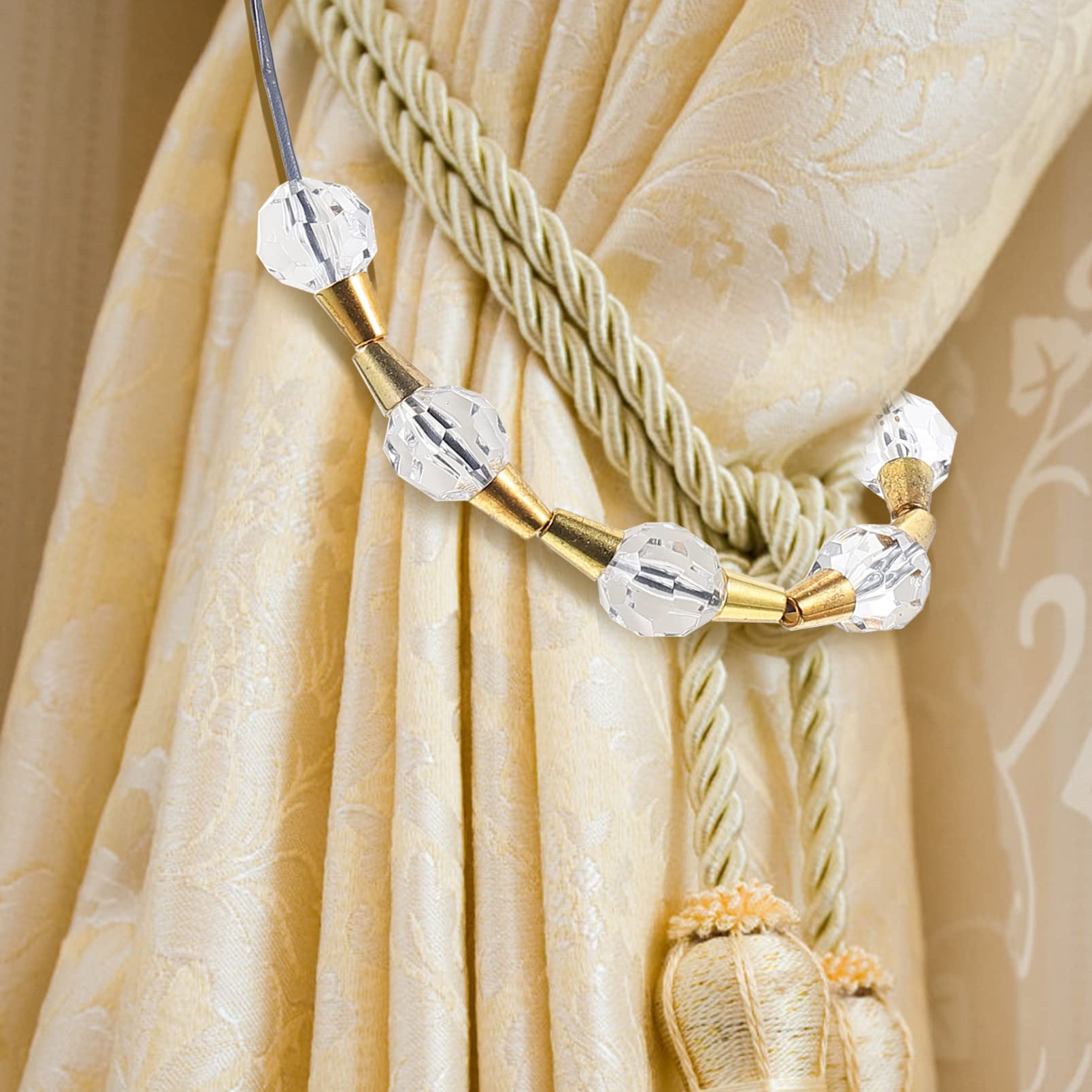 2pcs Crystal Curtain Rope Tie Rope Curtain Tieback Drapery Holdback Rope Curtain Holdback Home Curtain Fixing Strap Curtain Binding Strap Crystal Curtain Holder Retro Curtain Rope