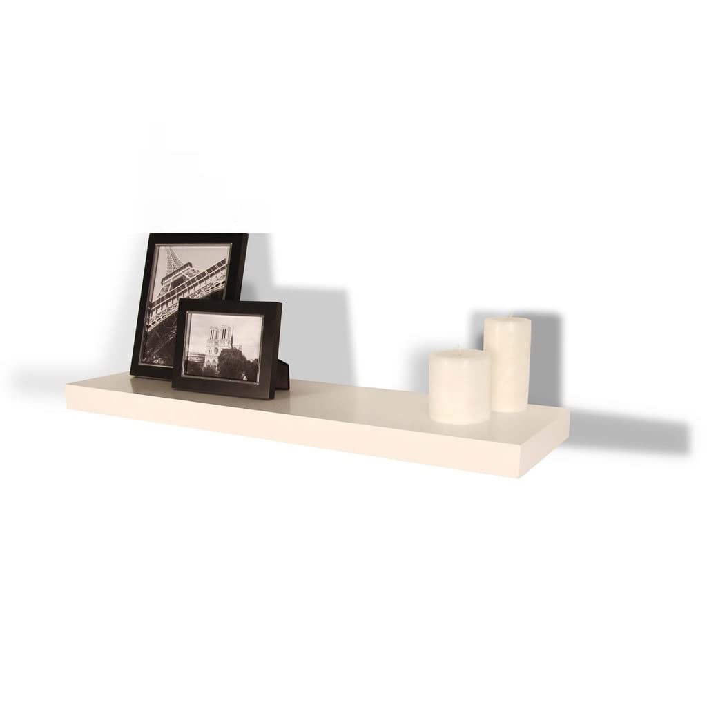 InPlace Shelving, White 0191408 35.4 in W x 10.2 in D x 2 in H Floating Wall Shelf with Invisible Brackets, x x