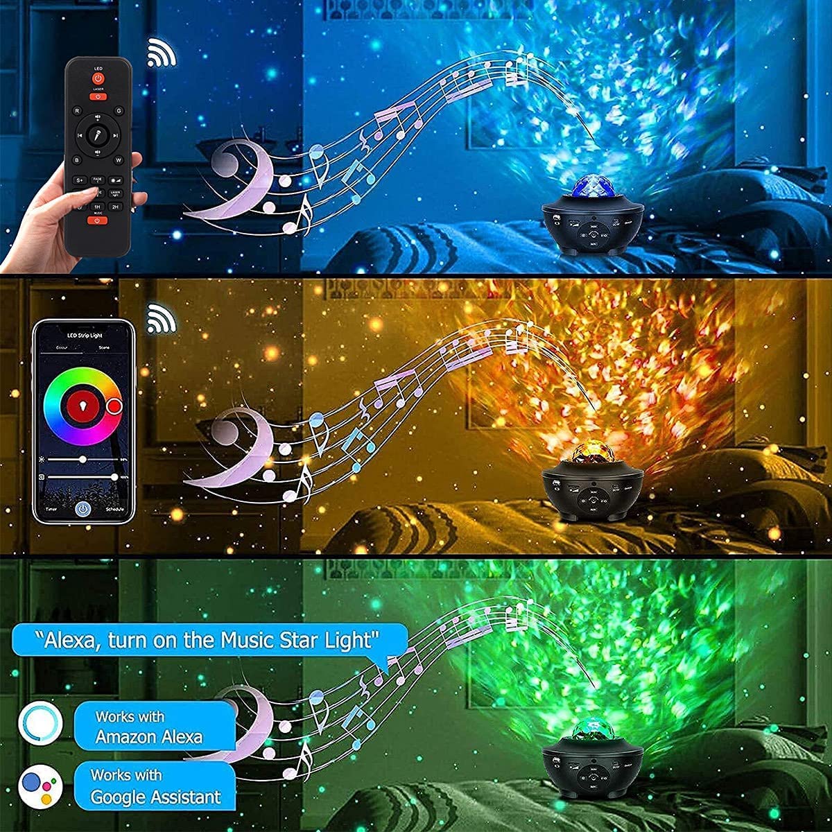 Galaxy Projector Star Projector Work with Alexa Google Home Galaxy Cove Projector with Bluetooth Music Speaker, Galaxy Globe Projector Remote Control Galaxy 360 Pro Galaxy Light Projector for Bedroom