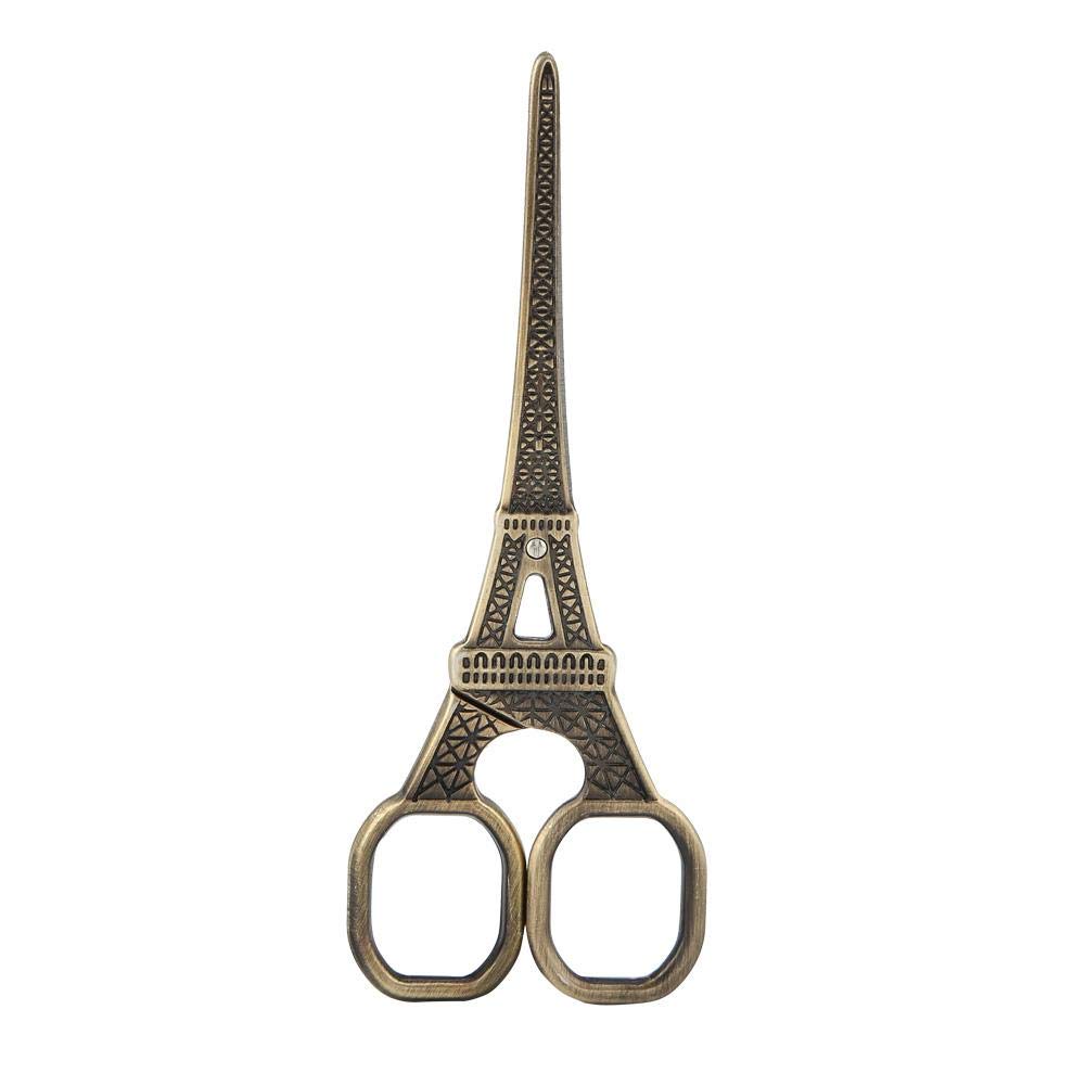 Stainless Steel Scissors DIY Fashionable Eiffel Tower Shape Sewing Shears Art Work Dresser Embroidery Tool Scissor(bronze)