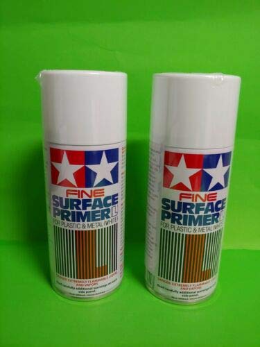 2 Pack Tamiya 87044 Surface Primer L White 180ml for Plastic & Metal