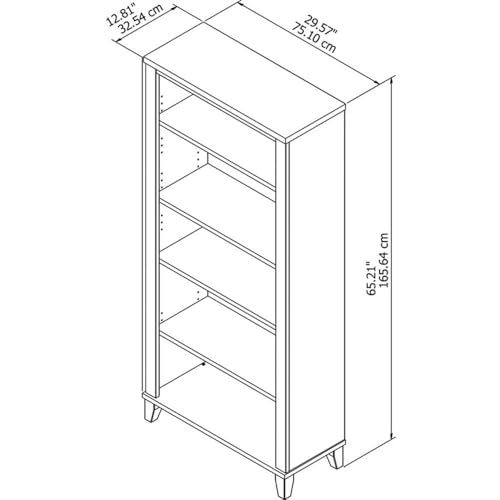 Bush Furniture WC81465 Bookcase, Bookshelf, Large Book Living Room, Home Office, or Entryway, Tall 5 Shelf, Maple Cross