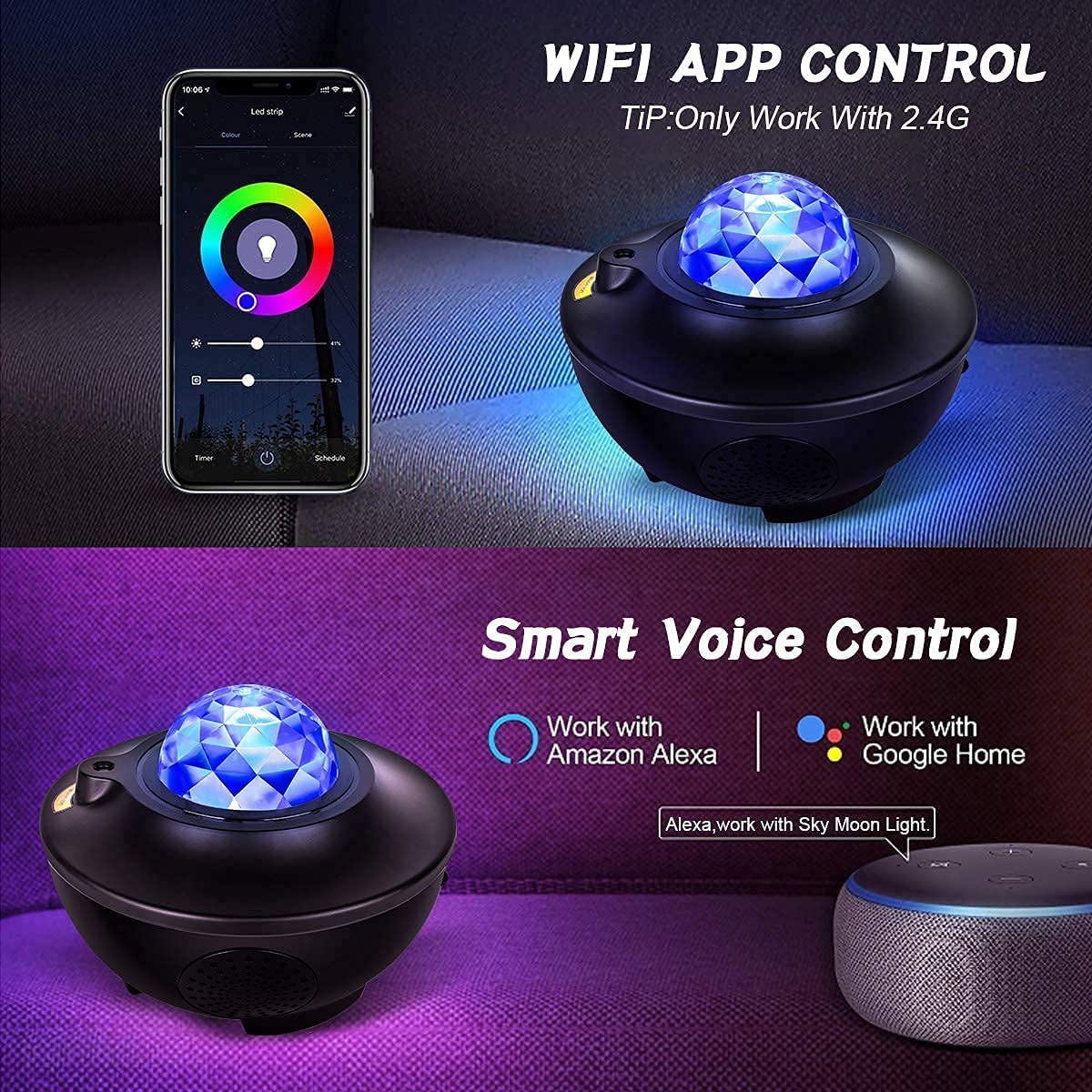 Galaxy Projector Star Projector Work with Alexa Google Home Galaxy Cove Projector with Bluetooth Music Speaker, Galaxy Globe Projector Remote Control Galaxy 360 Pro Galaxy Light Projector for Bedroom