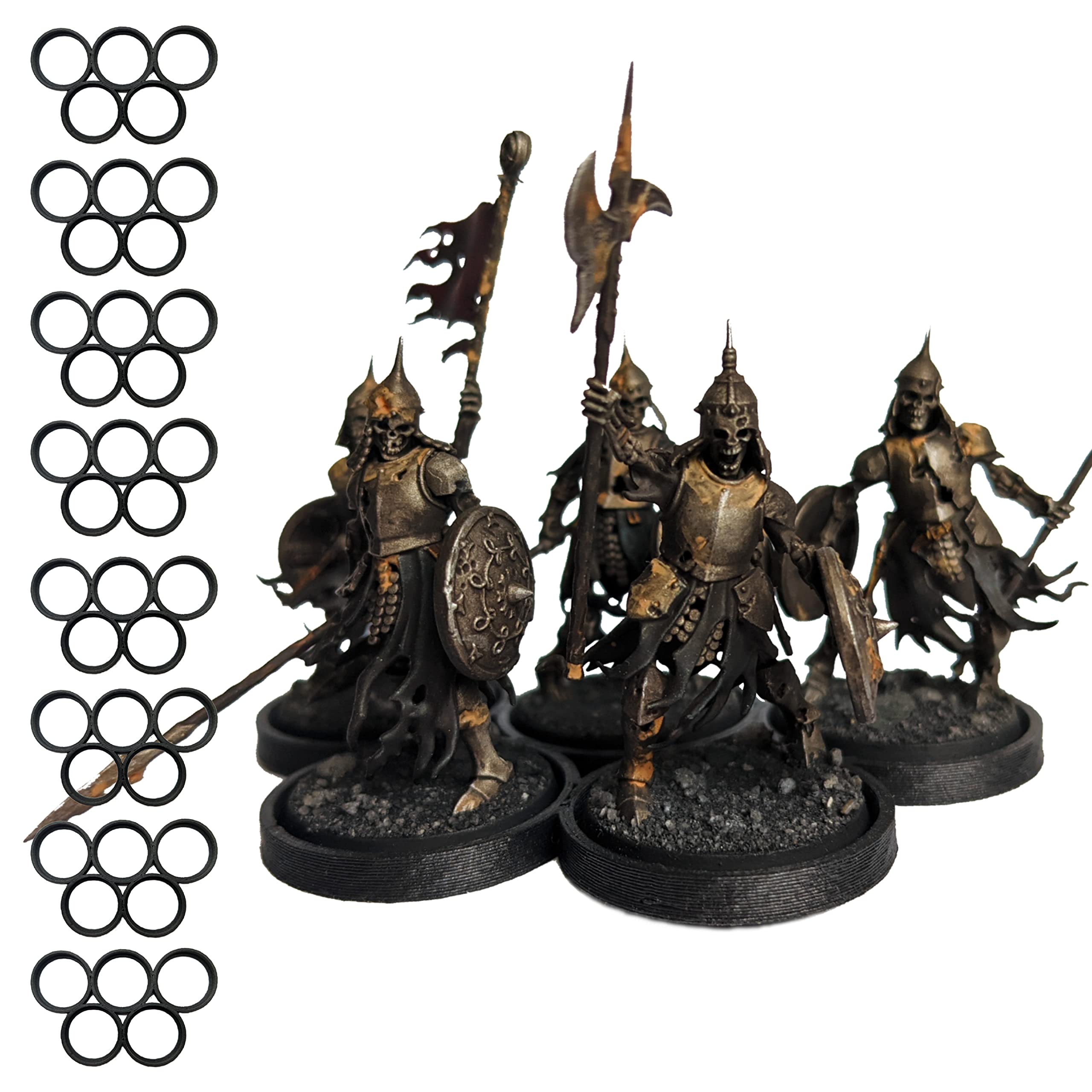 MiniDepot 8 Pack 25mm Movement Trays 5 Model Capacity for Warhammer 40k, Age of Sigmar, and Other Miniature Games (Staggered Formation)