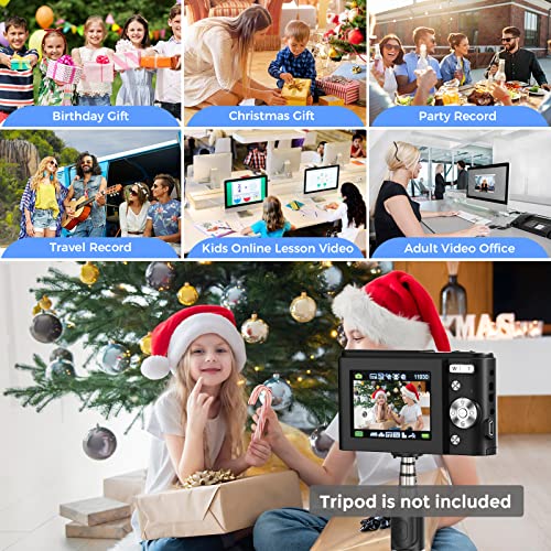 Digital Camera, RUAHETIL Autofocus FHD 1080P 36MP Vlogging Camera for Kids, 16X Zoom 2 Charging Modes Kids Compact Camera Point and Shoot Camera for Kids Teens Students(Dark)