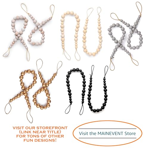 Wood Bead Curtain Tieback Set of 2, Curtain Holdback, Curtain Tie, Curtain Pull Back, Curtain Holder, Rope Curtain Tieback Hooks, Curtain Tie Back Curtain Tie Drape Beaded Curtain Tieback Boho Natural