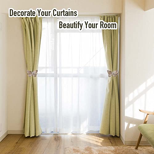 Vineland Retro Brown Butterfly Magnetic Curtain Tie Back, 2 Pack Decorative Resin Animal Boho Holder for Curtains Drape, Rustic Home Decoration