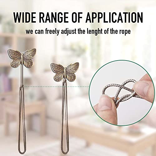 Vineland Retro Brown Butterfly Magnetic Curtain Tie Back, 2 Pack Decorative Resin Animal Boho Holder for Curtains Drape, Rustic Home Decoration