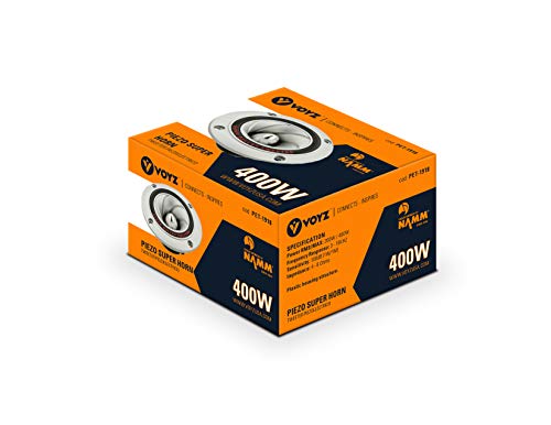 VOYZ 400 Watts Max Power Speaker Tweeter - 3.5” Piezo Super Horn Tweeters with Aluminum Diaphragm and High Temperature Voice Coil - 4-8 ohms for Speaker Box or Sound Project 1 Pair (2pcs) (PET-1918)