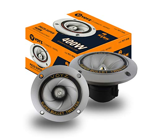 VOYZ 400 Watts Max Power Speaker Tweeter - 3.5” Piezo Super Horn Tweeters with Aluminum Diaphragm and High Temperature Voice Coil - 4-8 ohms for Speaker Box or Sound Project 1 Pair (2pcs) (PET-1918)