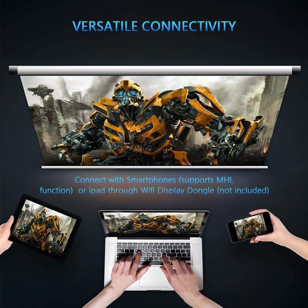 JIFAR HD Projector with WiFi and Bluetooth, 5G WiFi Native 1080P 12000L Outdoor Projector Support 4K 450" Display, Mini Portable Movie Projector, for PPT, Dolby, TV, VGA, Laptop, iOS & Android Phone