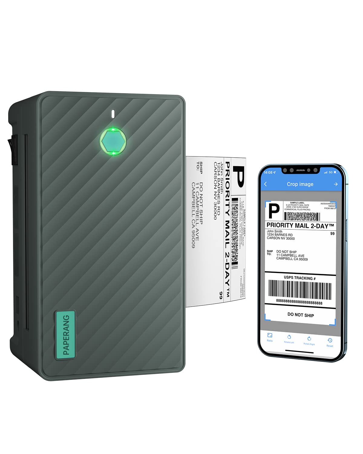paperang - Bluetooth & USB Thermal Printer for Shipping Label (4 x 6 in), 203 DPI Portable Sticker Maker, Wireless Printing from iOS & Android Phone via App, Connect Mac & Windows OS with USB