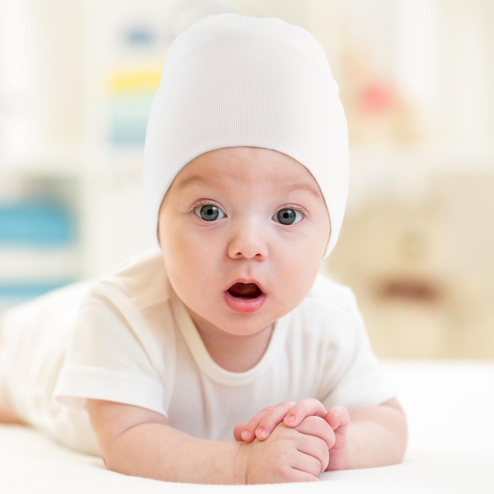 DRESHOW BQUBO 8 Pack Unisex Baby Beanie Hat Infant Baby Soft Cute Knit Cap Nursery Beanie