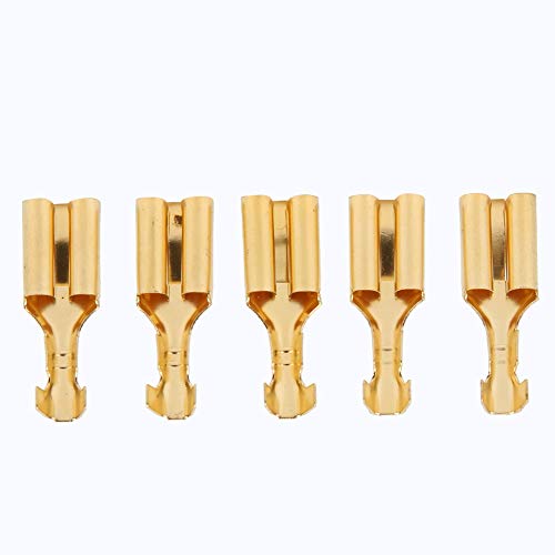 100 PCs Quick SpliceWire Terminal Brass Quick Connectors 7.8mm Quick Splice Blade Terminals Connectors with Insulating Sleeve Assortment Kit for Car Audio Speaker