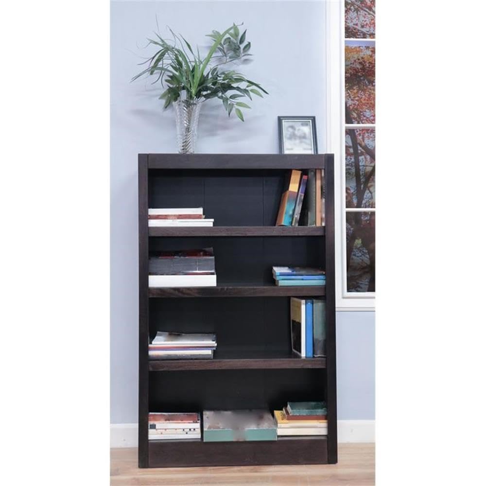 BOWERY HILL Traditional 48" Tall 4-Shelf Wood Bookcase in Espresso