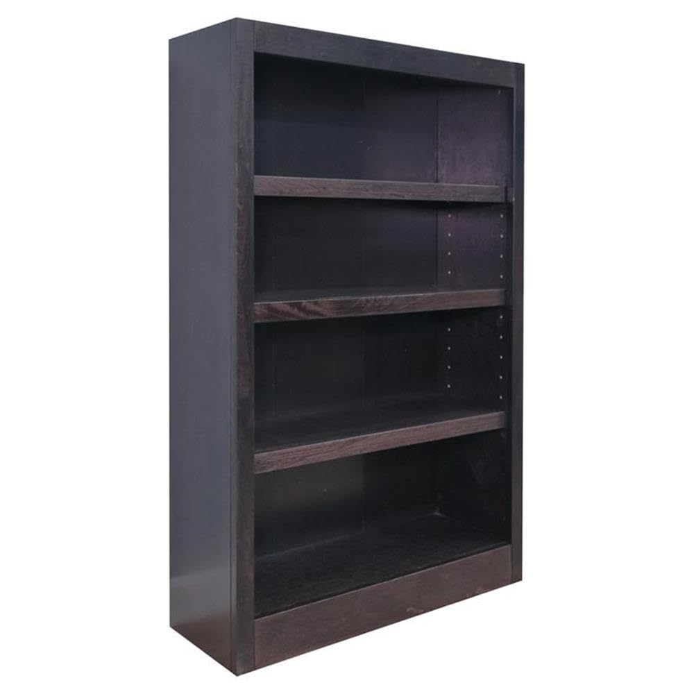 BOWERY HILL Traditional 48" Tall 4-Shelf Wood Bookcase in Espresso