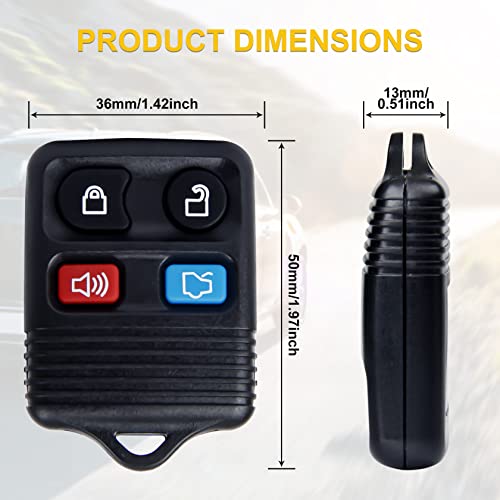 Pilida Keyless Entry Remote Clicker Control Replacement Fit for Escape Focus Fusion Mustang Taurus Explorer| Lincoln| Mercury| 4 Button Car Key Fob CWTWB1U345 Pack of 2
