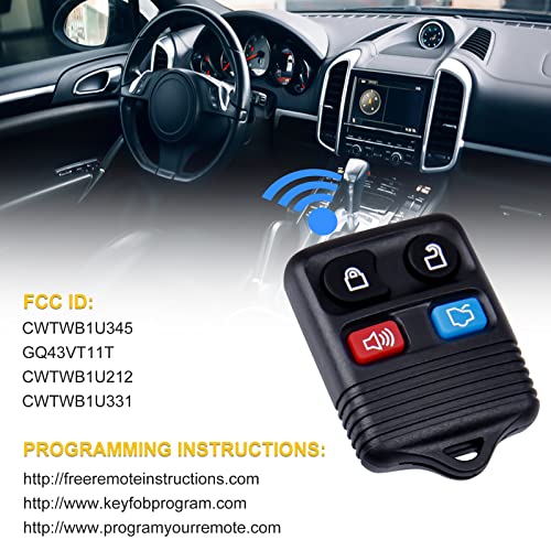 Pilida Keyless Entry Remote Clicker Control Replacement Fit for Escape Focus Fusion Mustang Taurus Explorer| Lincoln| Mercury| 4 Button Car Key Fob CWTWB1U345 Pack of 2