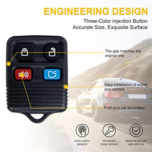 Pilida Keyless Entry Remote Clicker Control Replacement Fit for Escape Focus Fusion Mustang Taurus Explorer| Lincoln| Mercury| 4 Button Car Key Fob CWTWB1U345 Pack of 2