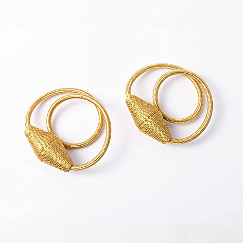 2 Pack Strong Magnetic Curtain Tiebacks for Drapes Window Curtain Holdbacks Clips Drapery for Home Kitchen Office Window Sheer Curtains or Blackout Curtains (Gold Copper)