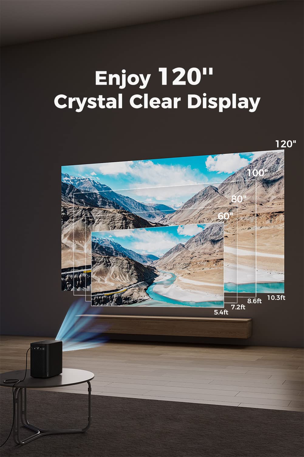 Mini Projector, Emotn N1 Netflix Officially-Licensed Portable Projector, Native 1080P Movie Projector with 5G Wi-Fi and Bluetooth 5.0, Autofocus Auto Keystone, 120" Picture, Dolby Audio Speaker, Grey