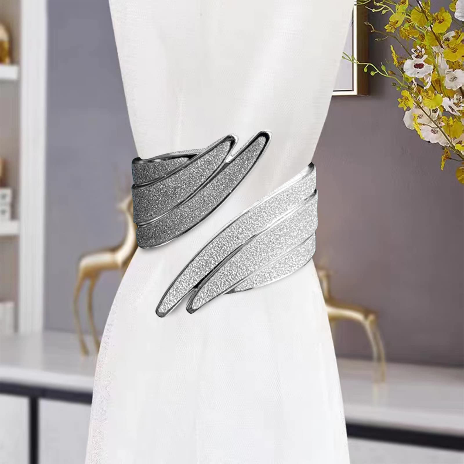 Feather Curtain Ties for Thin or Thick Alloy Curtain Tiebacks with Diamond Curtain Tie Backs for Curtains Curtain Holdbacks Curtain Holders for Drapes Curtain Holdback Home Essentials 1pcs