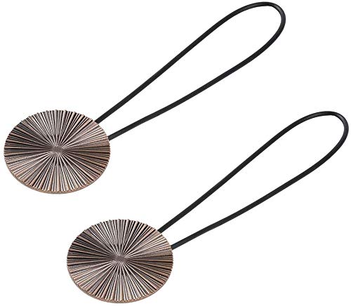 Magnetic Curtain Tiebacks Clips Decorative Rope Holdbacks, 2 Pack Sector Tie Backs Weave Holder for Window Draperies Hold Curtains Drape Ties Backs Holdback, Bedroom Home Décor (2, Rose Gold)
