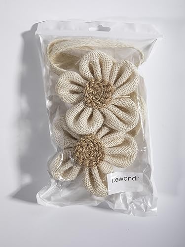 Lewondr Magnetic Window Curtain Rope Holdbacks, 2 Pieces Simple and Elegant Sunflower Decorative Knitted Cord Drapery Holder Curtain Tieback Accessories for Home Office Decor, Large - Cream&Beige
