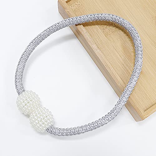 Yuehuam 8 Pack Strong Magnetic Curtain Tiebacks Pearl Ball Elegant Decorative Tie Backs Curtain Holders Modern Rope Tiebacks for Drapes Window Curtain Holdbacks for Draperies