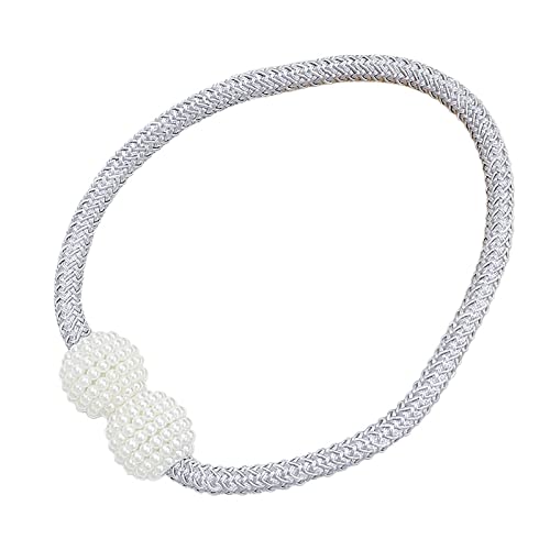 Yuehuam 8 Pack Strong Magnetic Curtain Tiebacks Pearl Ball Elegant Decorative Tie Backs Curtain Holders Modern Rope Tiebacks for Drapes Window Curtain Holdbacks for Draperies