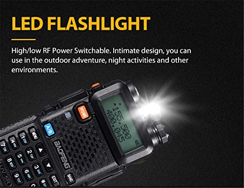BAOFENG UV-5R Two-Way Radio Walkie Talkies, Dual Band, 128 Channels with 3800mah and Earpiece-Black