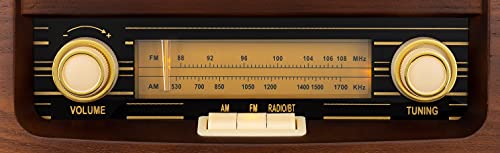 ClearClick Classic Vintage Retro Style AM/FM Radio with Bluetooth, Aux-in, & USB - Handmade Wooden Exterior Dark Brown