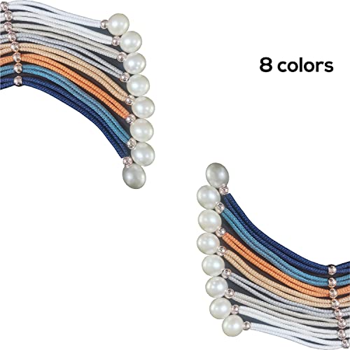 SLIFEOW Pearl Bead Curtain Rope Tiebacks, Easy to Use Adjustable Holdbacks for Thick Heavy Duty Curtains, Weighted Tie Backs for Indoor Outdoor Curtain Tie Backs, Gray 2 Pack